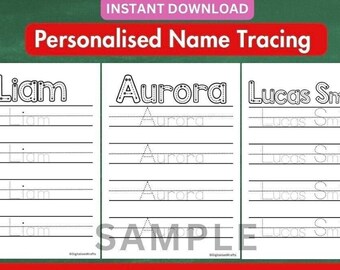 Custom Name Tracing Sheet Handwriting Practice Personalised Name Trace ...