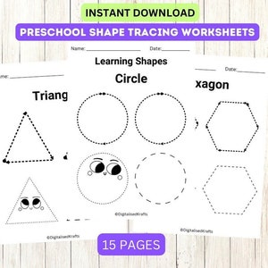 15 Page Shape Tracing Preschool,basic Shape Tracing,shape Tracing ...