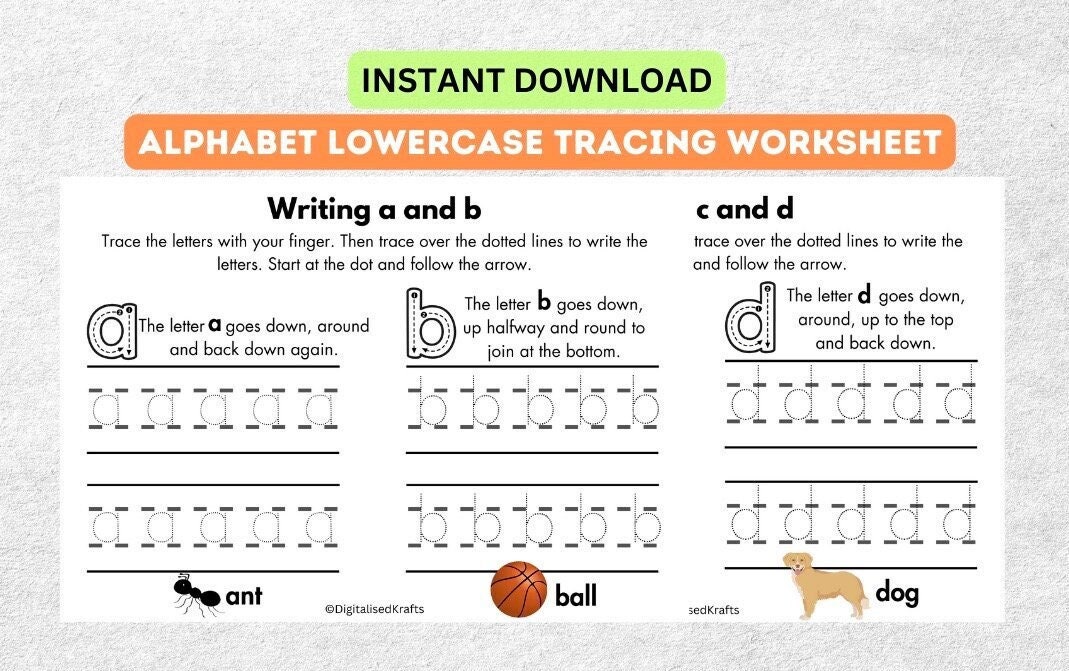 Alphabet Lowercase Tracing Worksheet.preschool-kindergarten Handwriting ...