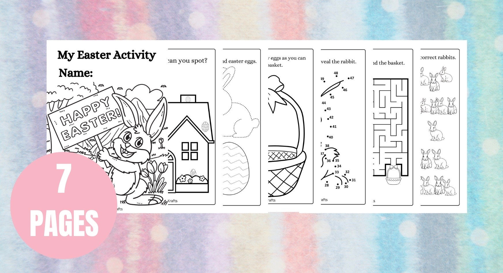 7 Page Easter Activity Worksheet Printable,easter Busy Book,preschool ...