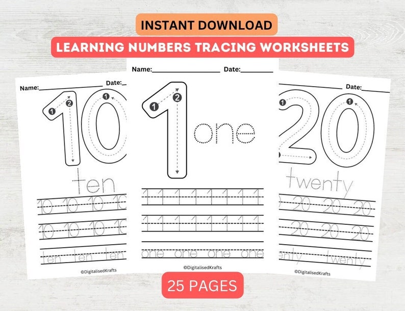 25 Page 20 Number Tracing Worksheets, Traceable Number,preschool Worksheets,0-20 Printable ...