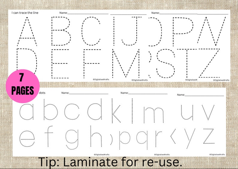 Preschool Tracing Alphabet Worksheets, Lines Trace Pages Printable ...