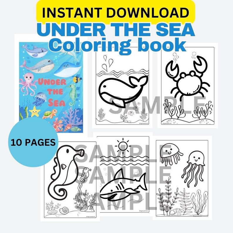 Under the Sea Colouring Book for Children,printable for Kids,colouring ...