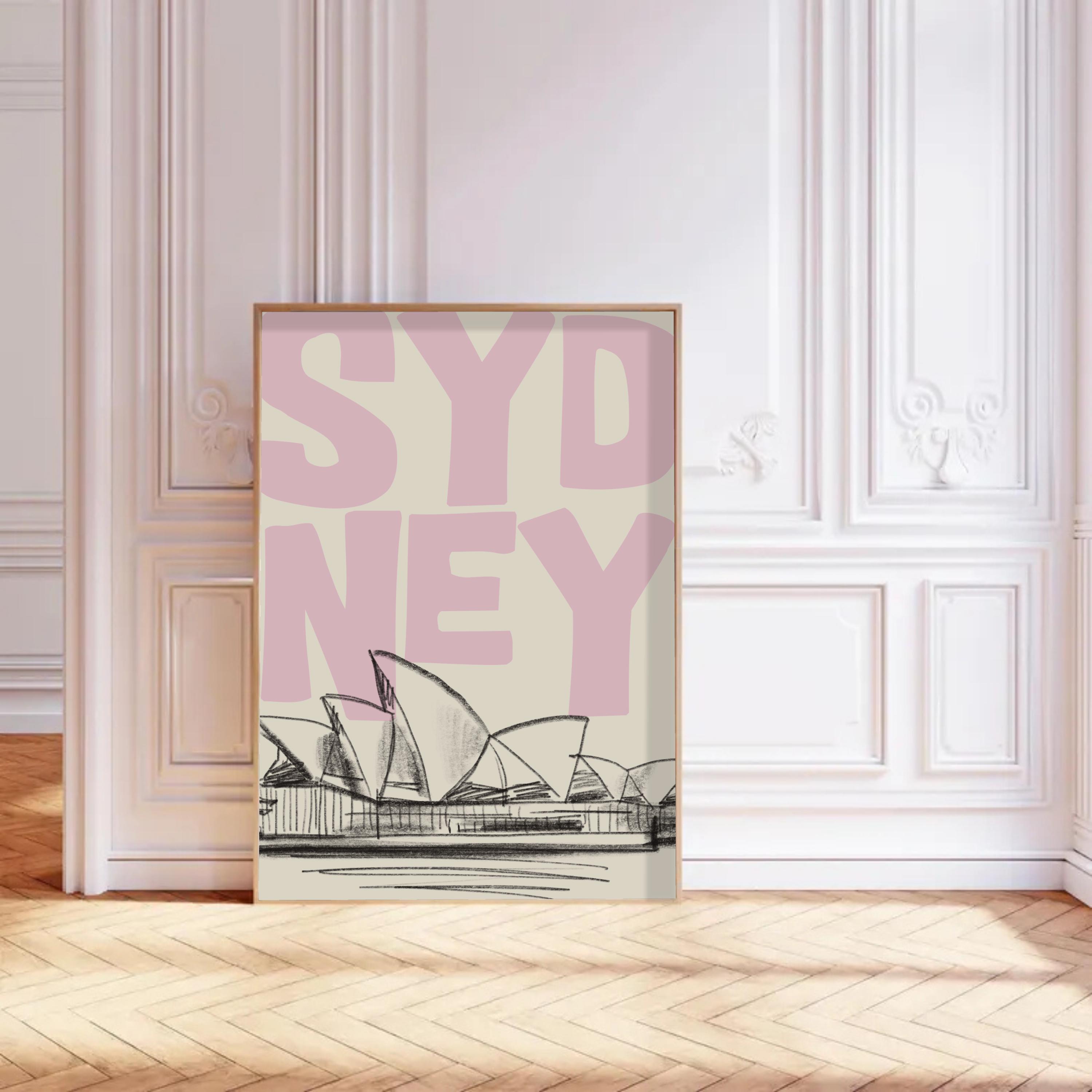 Sydney Art Print, Retro Sydney Poster, Hand Drawn Sydney Opera House ...