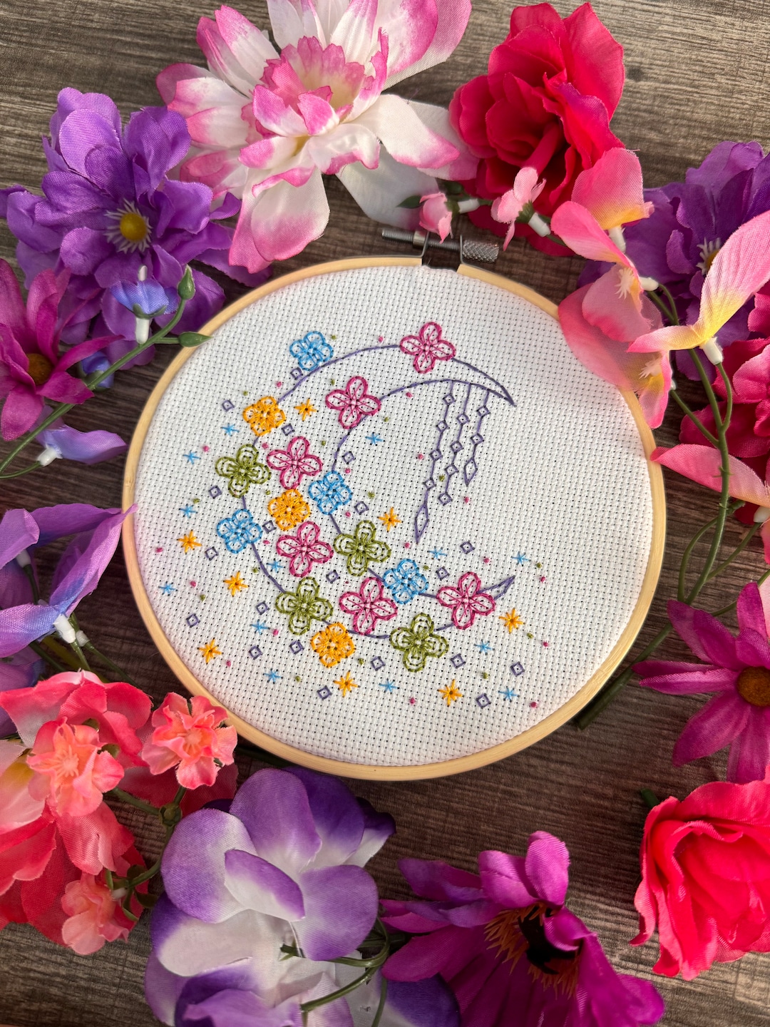 Moon Meadow: Modern Blackwork Pattern - Etsy