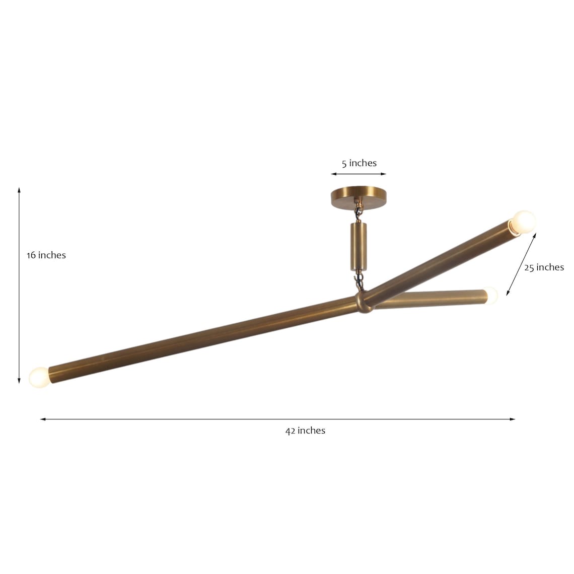 Mid Century Sputnik Three Arm Light Linear Chandelier Modern Handmade ...