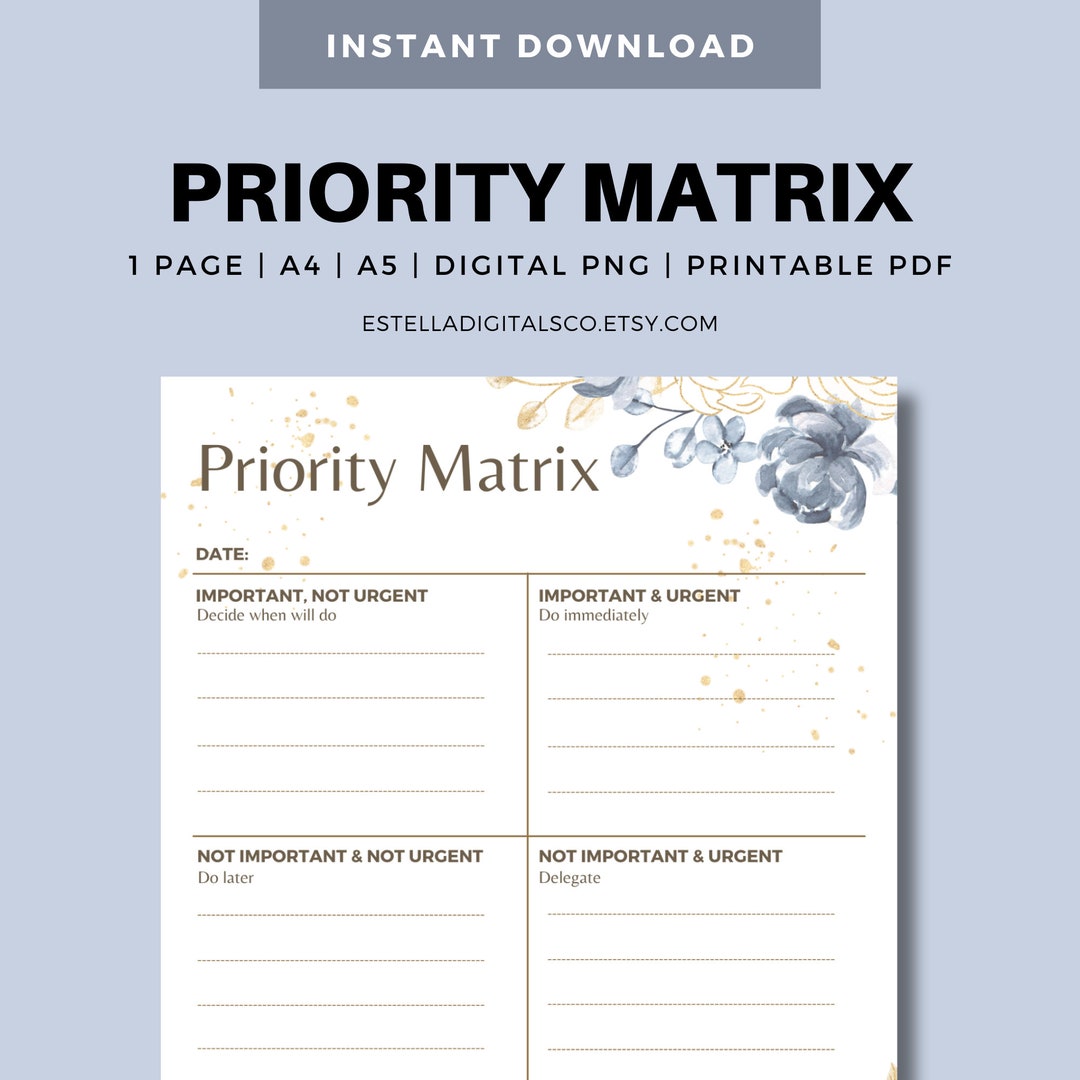 Eisenhower Priority Decision Matrix To-do List Task Organizer Floral ...