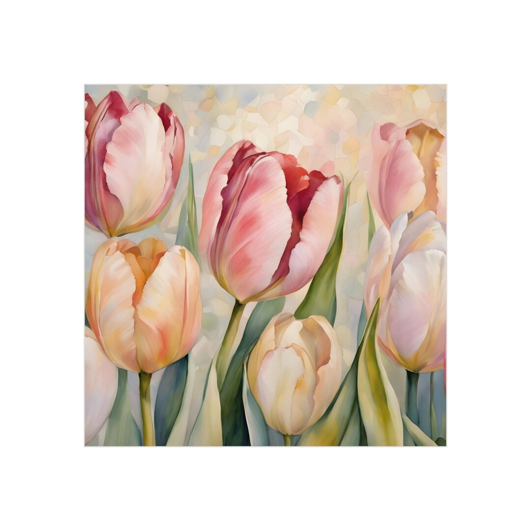 Boho Pastel Tulip Watercolor Foam Board Art Print - Etsy