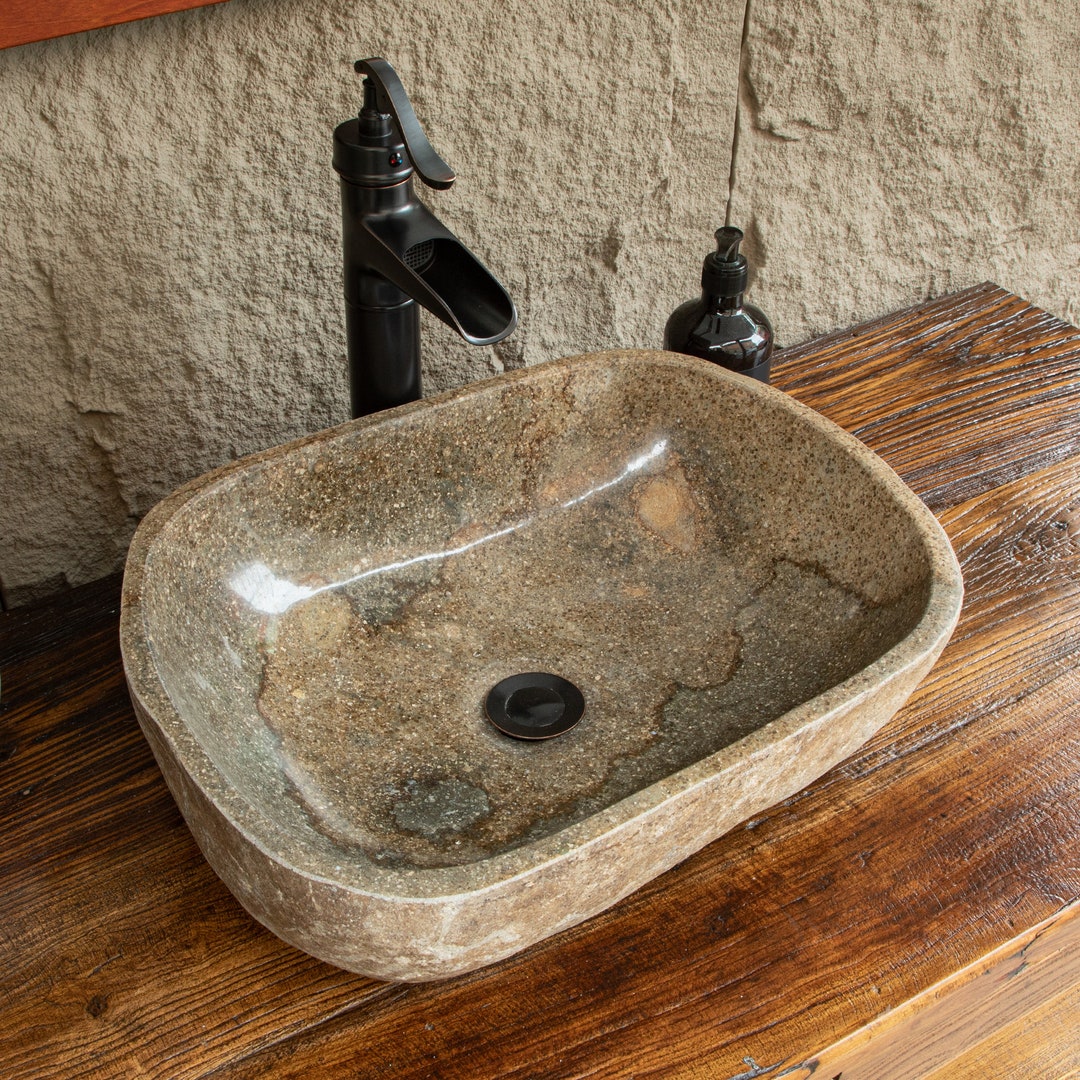 River Stone Sinks , Natural Stone Sinks, Medium Sized 14 18.5in Natural ...