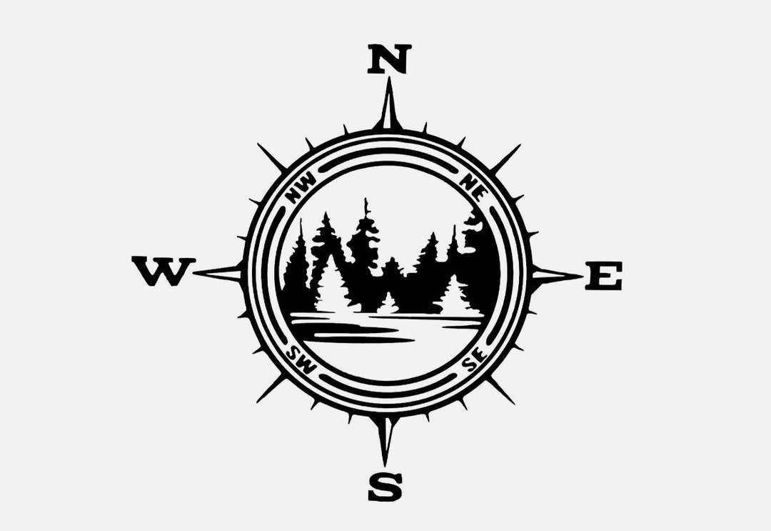 Lake Forest Trees Compass Vinyl Decal Sticker for Window Car Truck Jeep ...