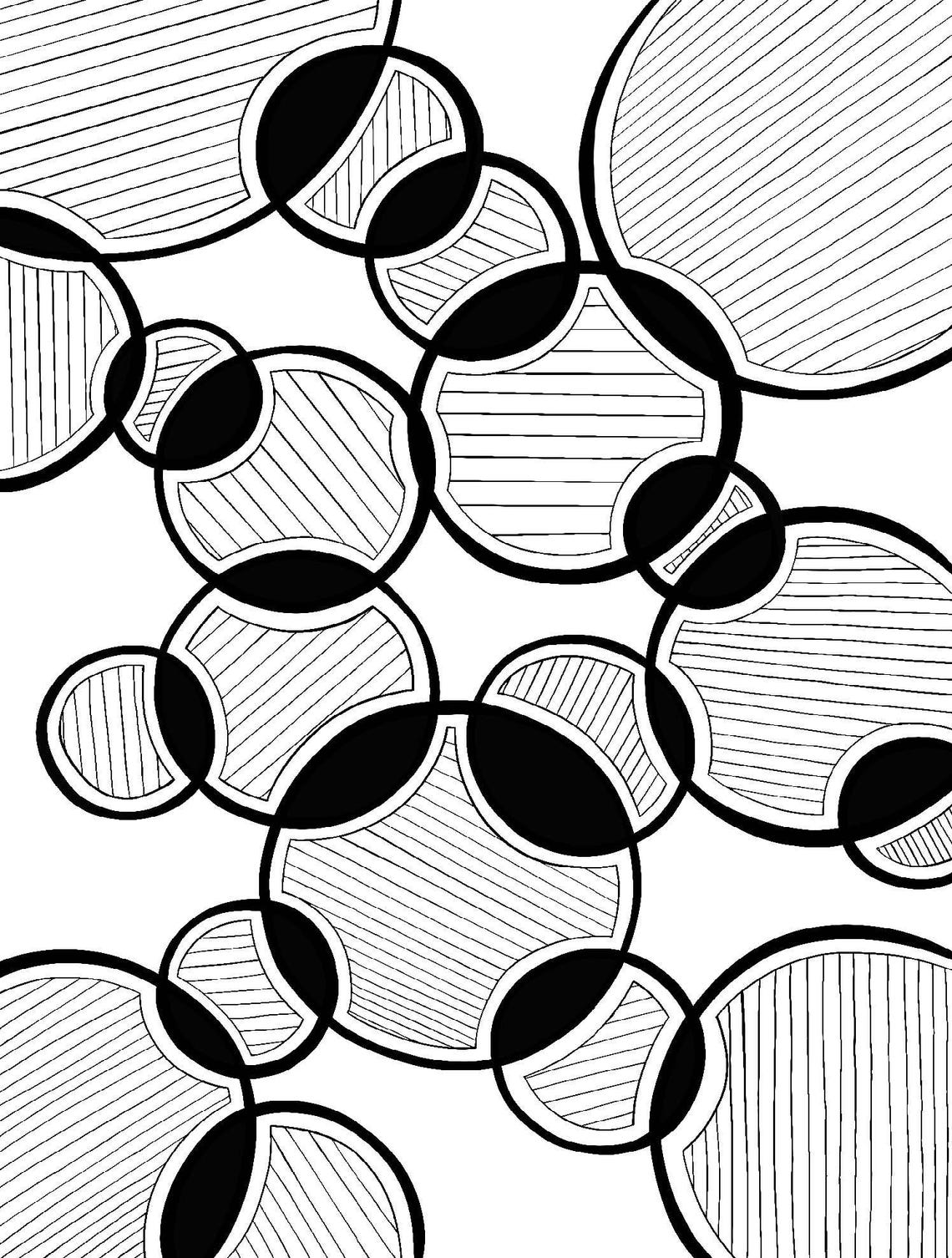 Abstract Coloring Page | "bubble Intersection" 8.5x11 Downloadable ...