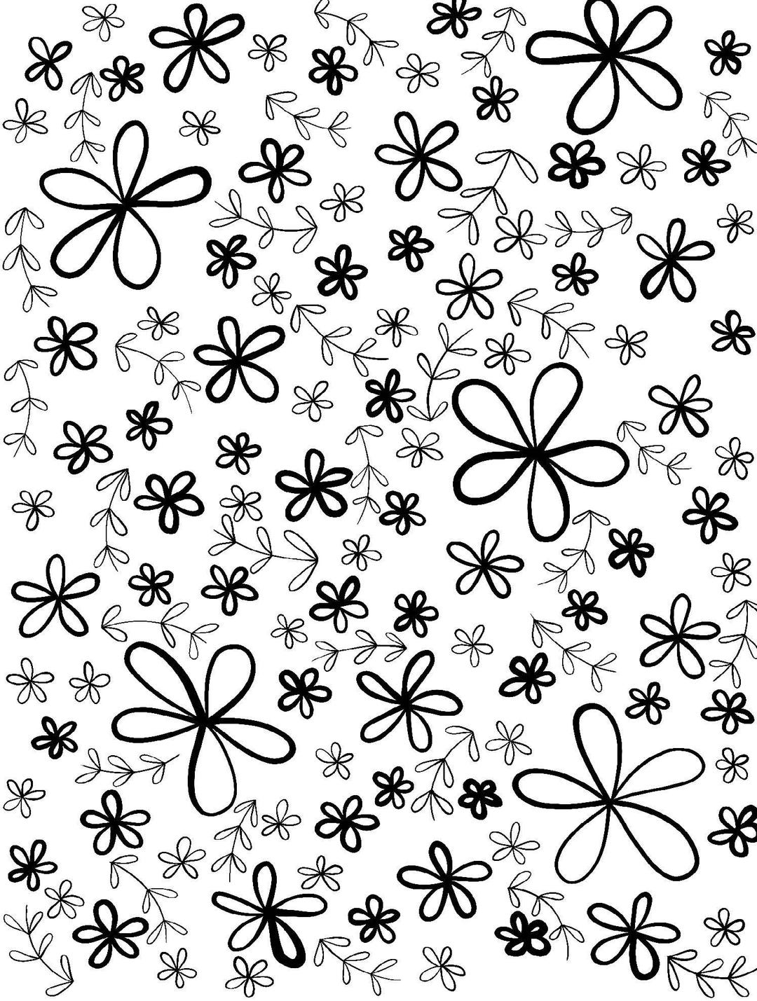 Abstract Coloring Page | "flower Family" 8.5x11 Downloadable Print - Etsy
