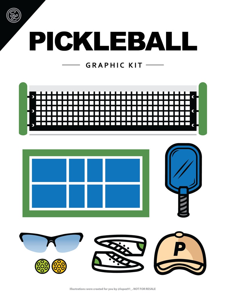 Pickleball Graphic Kit, Clip Art, Vector Format, SVG and EPS, Digital ...