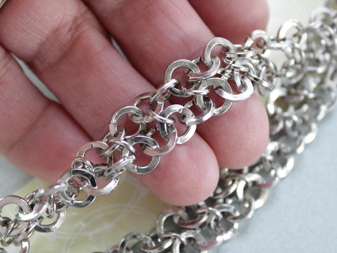 16" Round Flat Rolo Antique Silver Unfinished Chain Stainless Steel ...