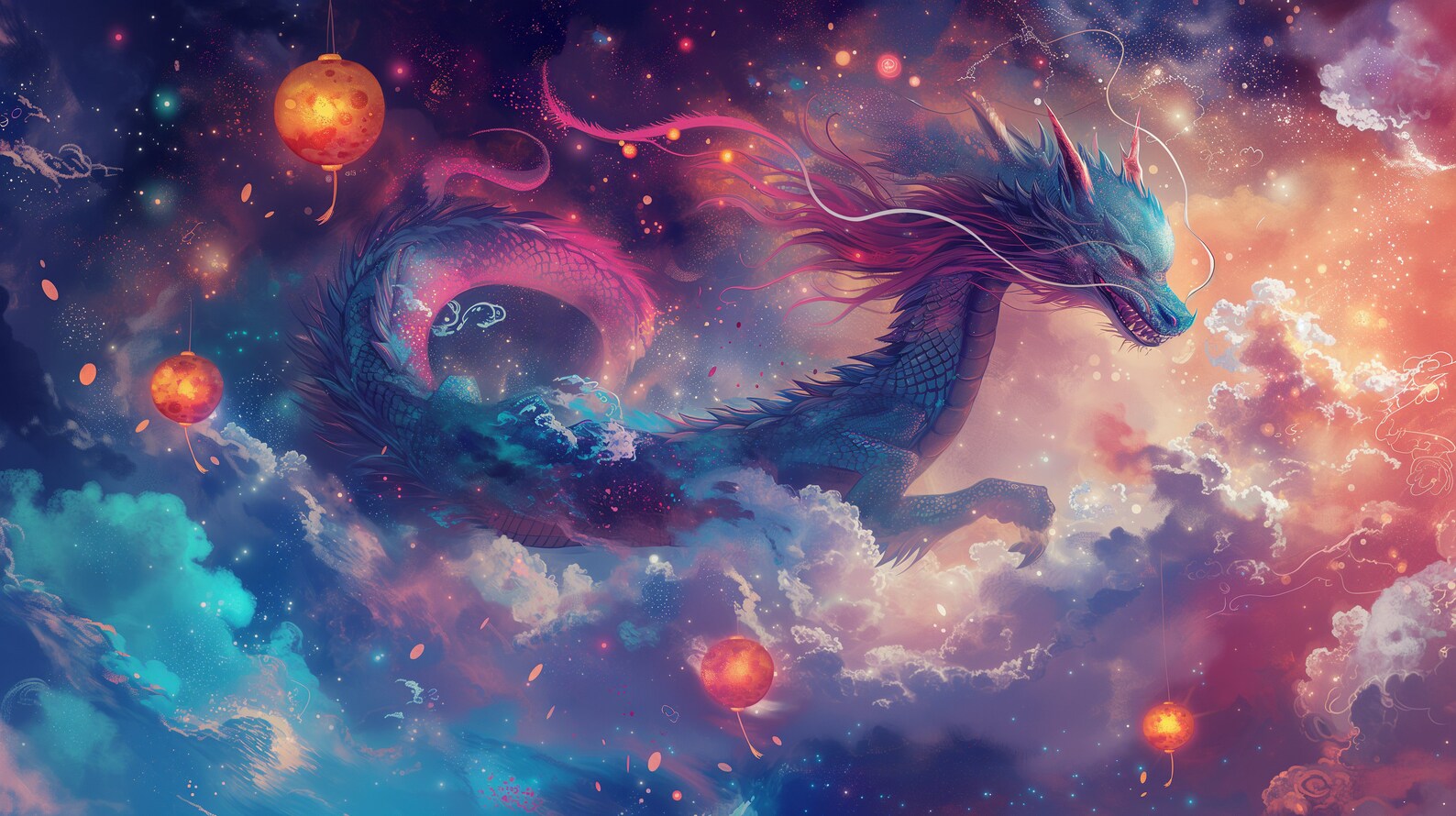 Chinese New Year Celestial Dragon Art Mystical Cosmic Dragon Lantern ...