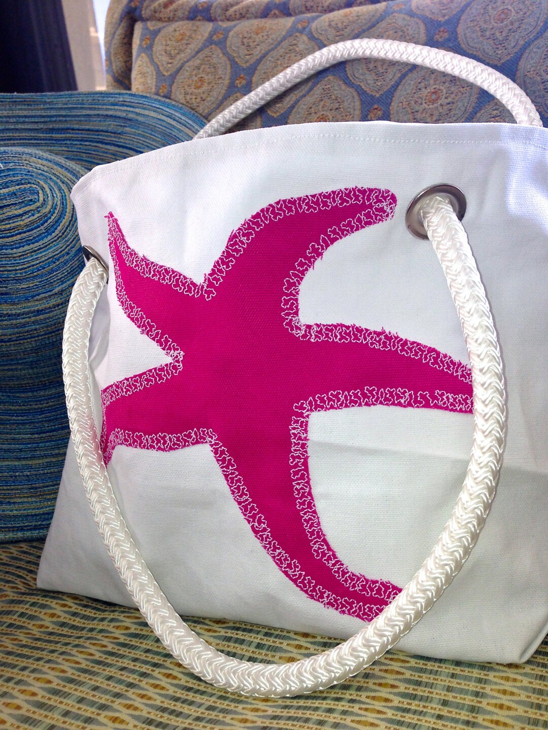Starfish Beach Bag, Nautical Tote, Starfish Tote - Etsy