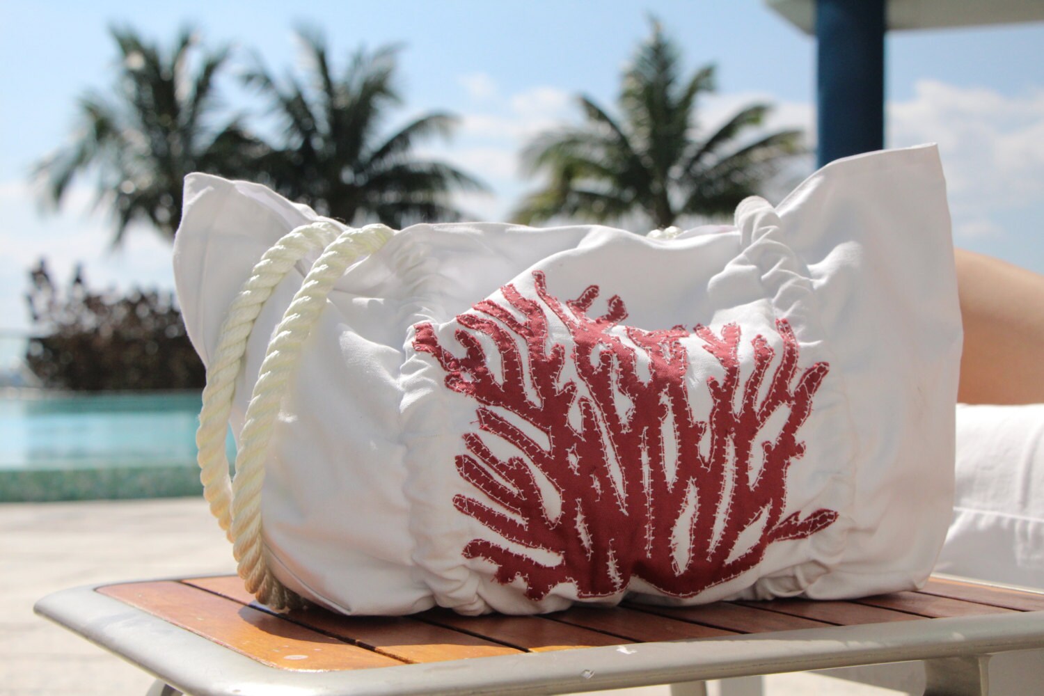 Red Coral Nautical Beach Bag - Etsy
