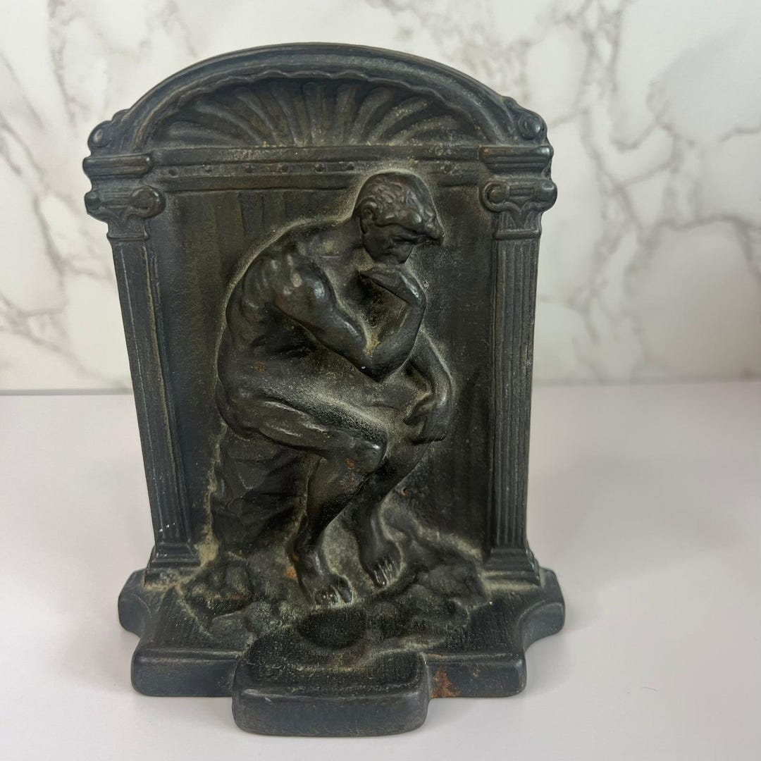 Vintage "the Thinker" Bookend Sculpture –single Heavy Decorative Piece ...