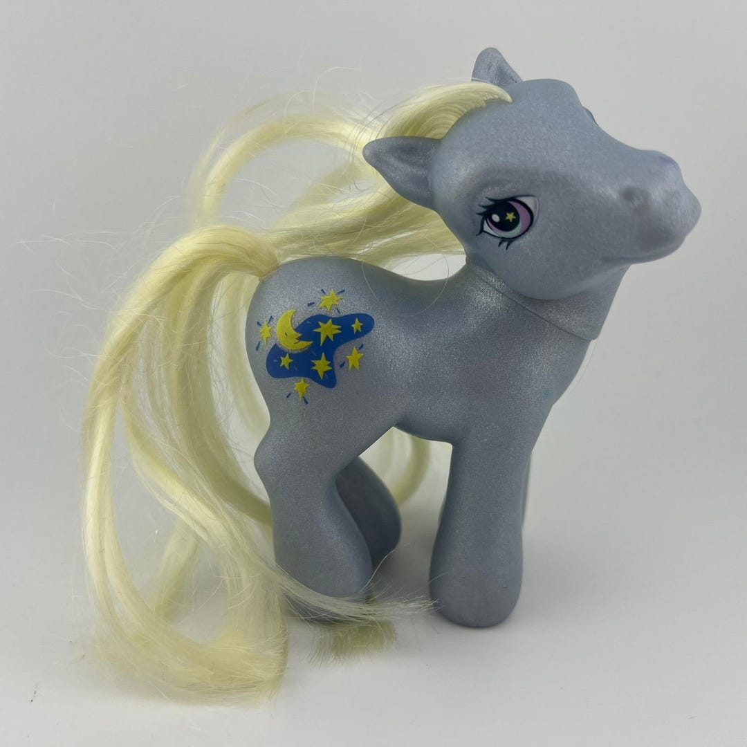 My Little Pony G3 Moon Dancer 2003 Hasbro Silver Blue Hair Stars Moon ...