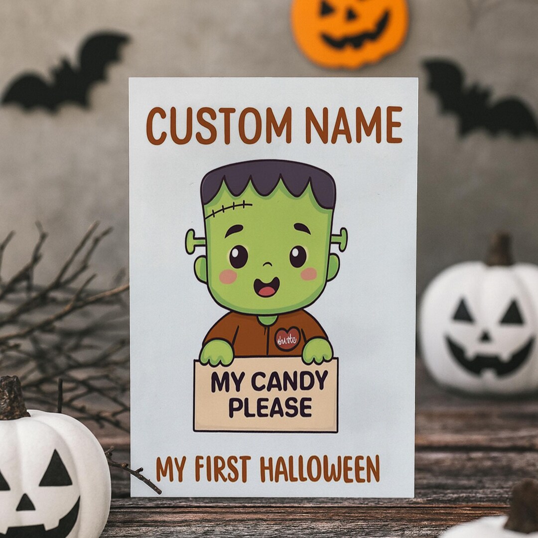 My First Halloween Custom Card, Cute Monster Kawaii Card, Custom ...
