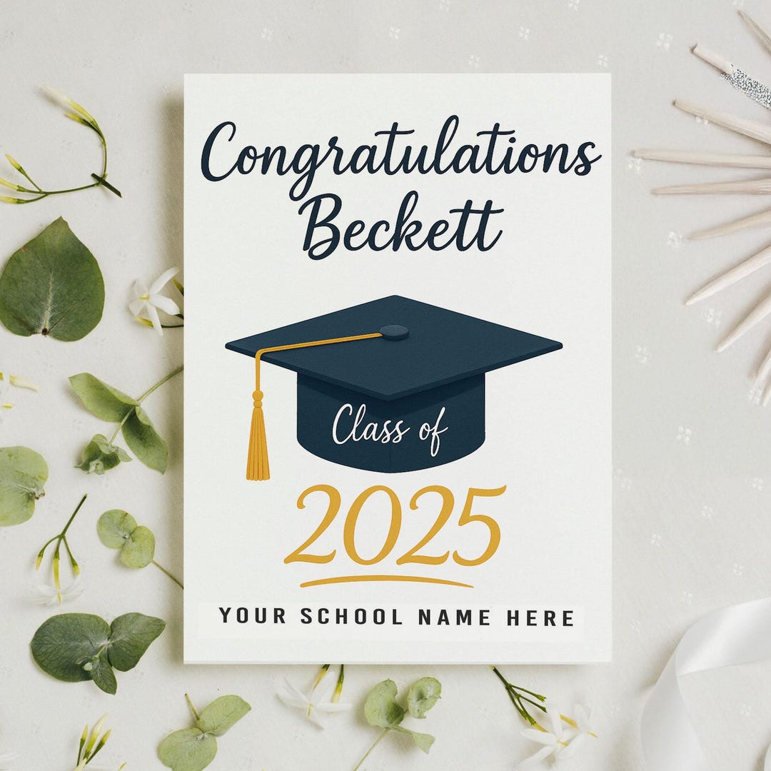 Personalised Graduation Card With Cap & Scroll, Name and University ...