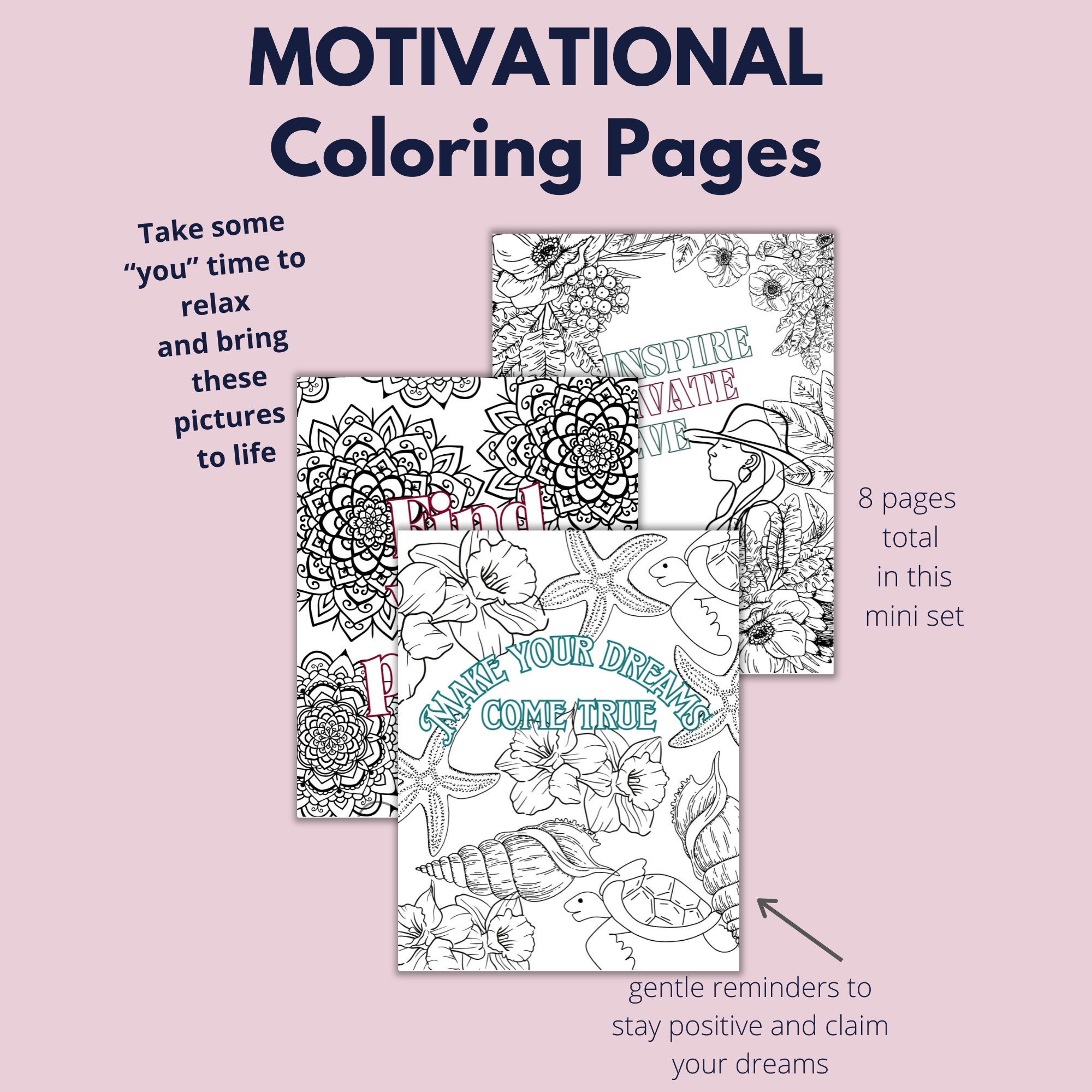 Mini Set of Motivational Coloring Pages Personal Inspiration Coloring ...