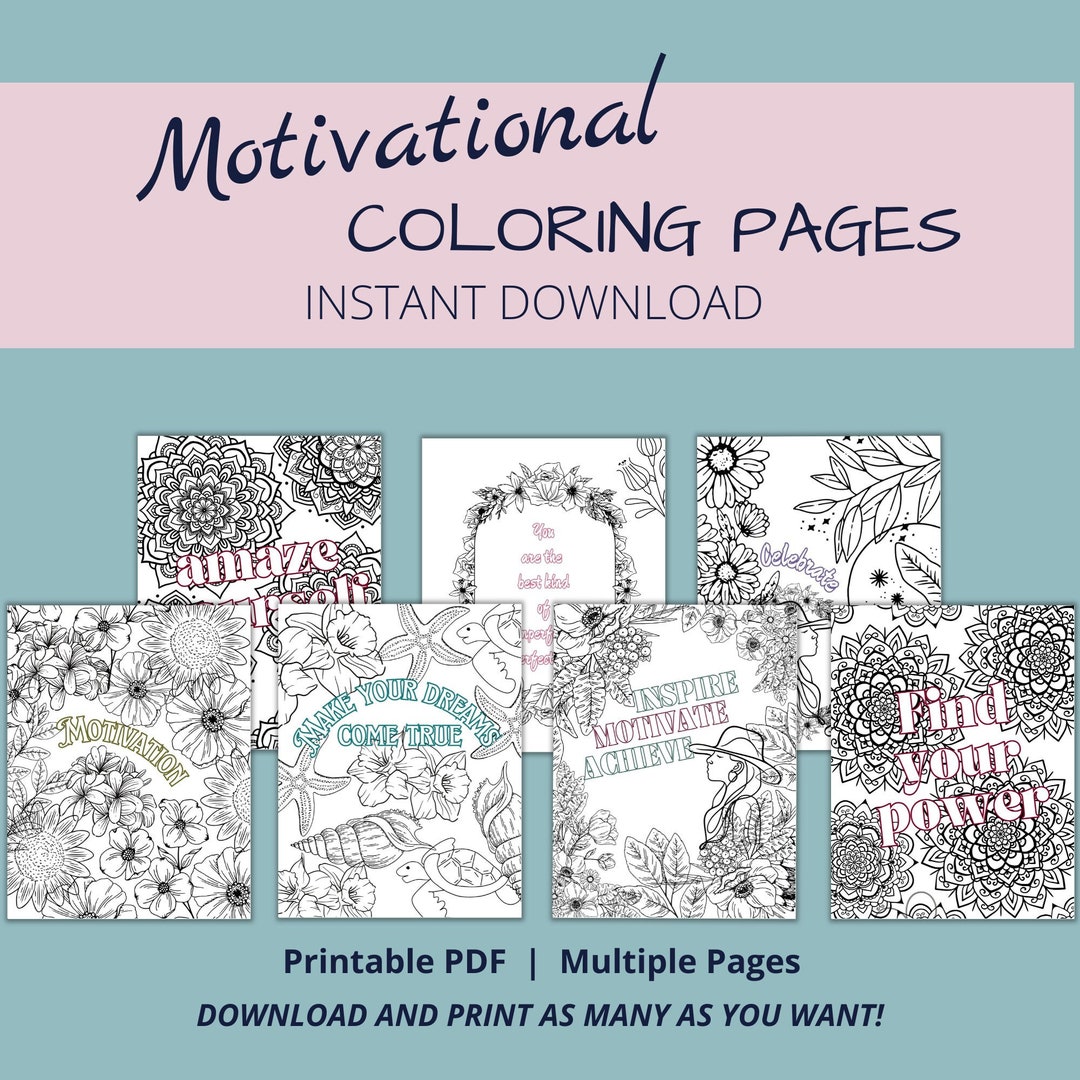 Mini Set of Motivational Coloring Pages Personal Inspiration Coloring ...