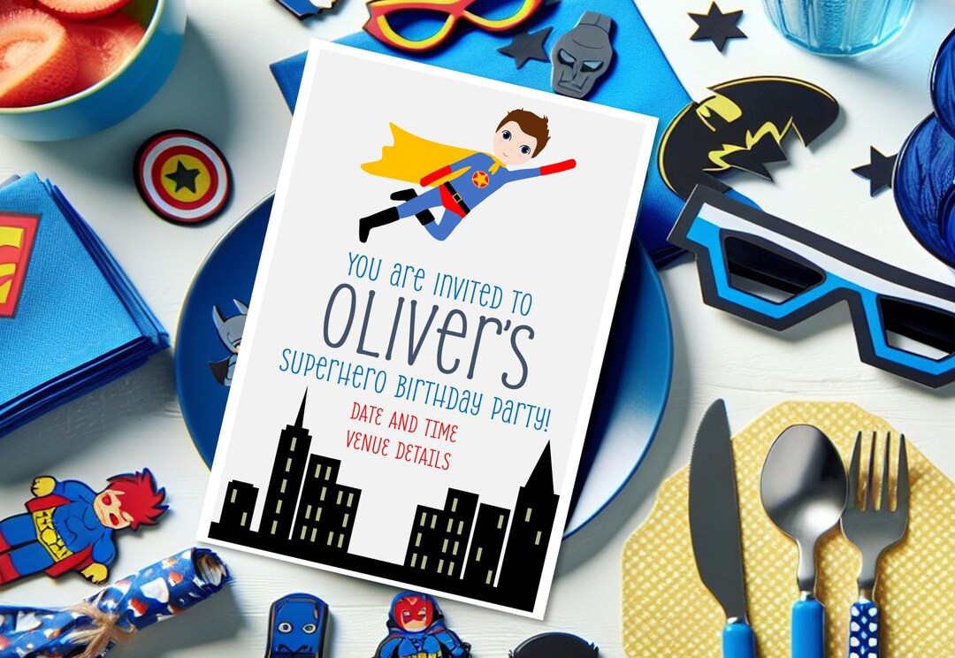 Bespoke Still or Animated Superhero Party Digital Invitation - Etsy