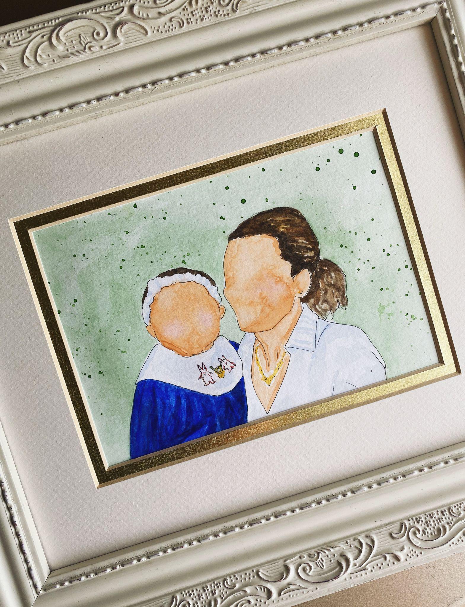 Faceless Watercolor Father& Daughter Custom Portrait - Etsy