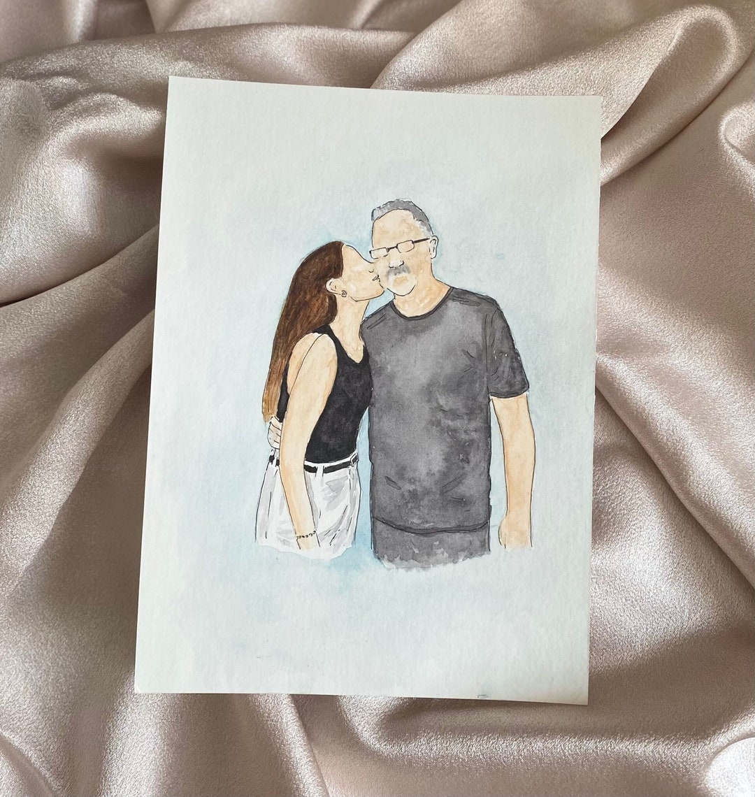 Faceless Watercolor Father& Daughter Custom Portrait - Etsy
