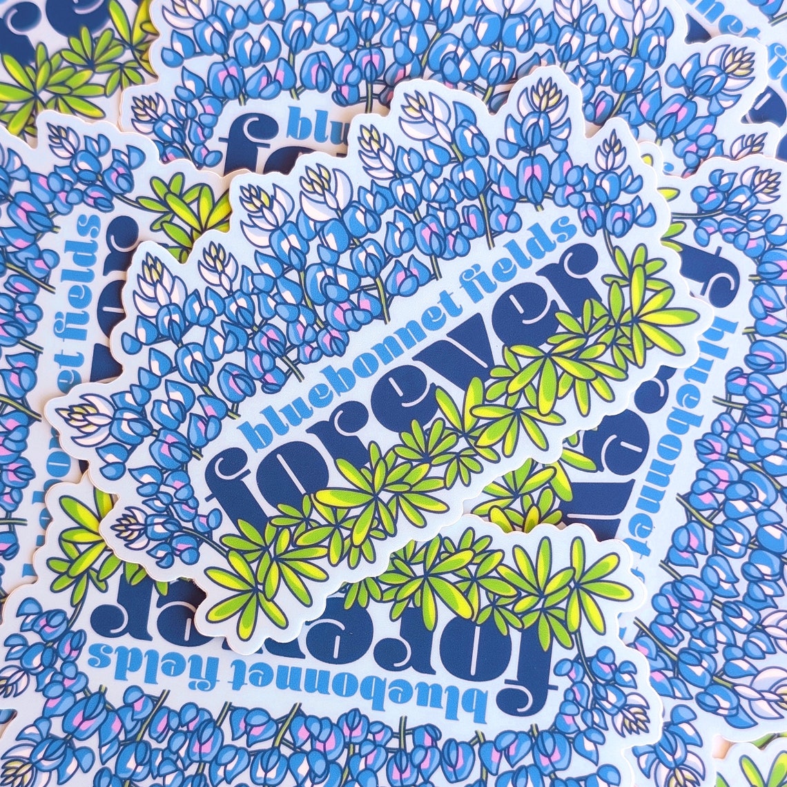 Bluebonnet Fields Sticker—texas Wildflower Decal - Etsy