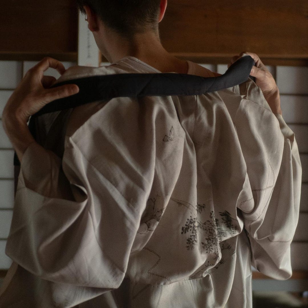 Men's Antique Stripped Silk Kimono Underwear, Juban for Men, Vintage ...