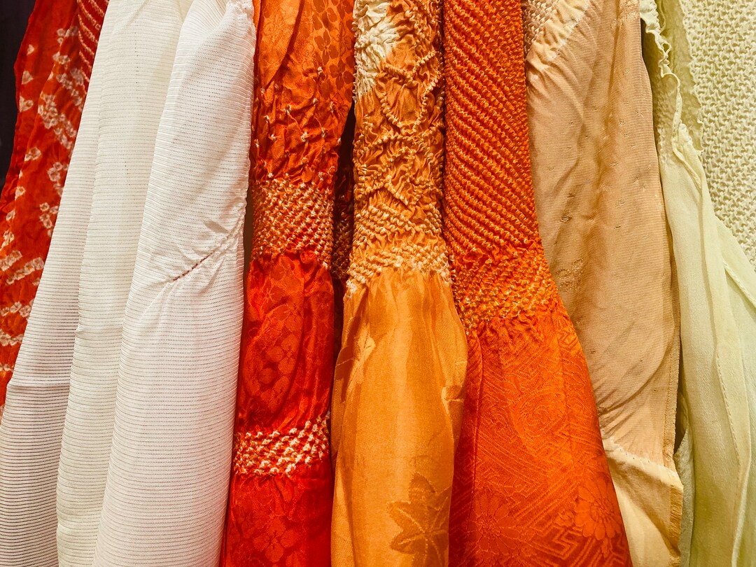 Vintage Obiage Rainbow Box Shibori Obiage in 7 Colors, From Kyoto ...