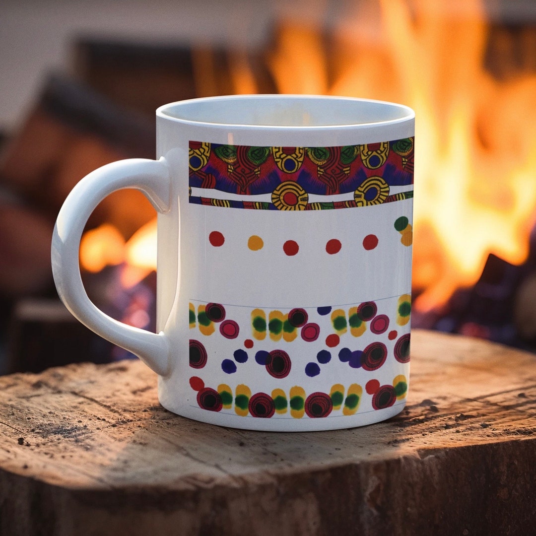 Digital Meets Traditional Mug: Contemporary Ankara Pattern Cup, Sleek ...