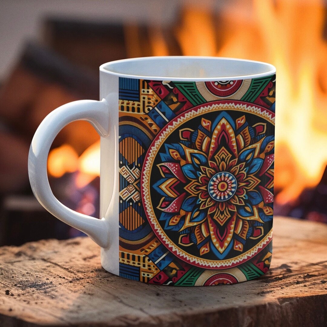 Vibrant Ankara Cup: Colorful African Print Mug, Bold Textile Teacup ...