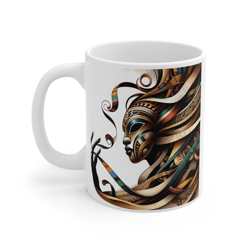 Fashionable African Mask Mug, Stylish Illustration Cup, Chic Cultural ...