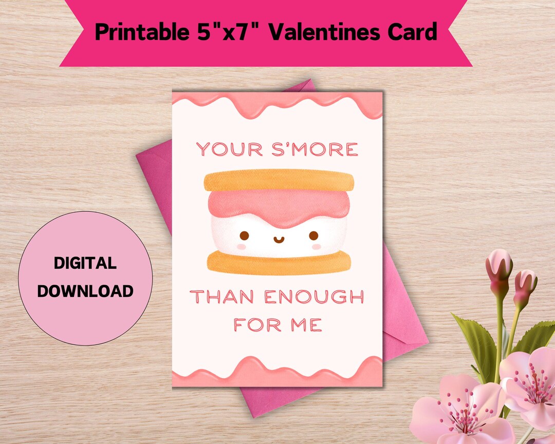 PRINTABLE Smore Valentines Card, Valentines Day, Smore Lover, Card for ...