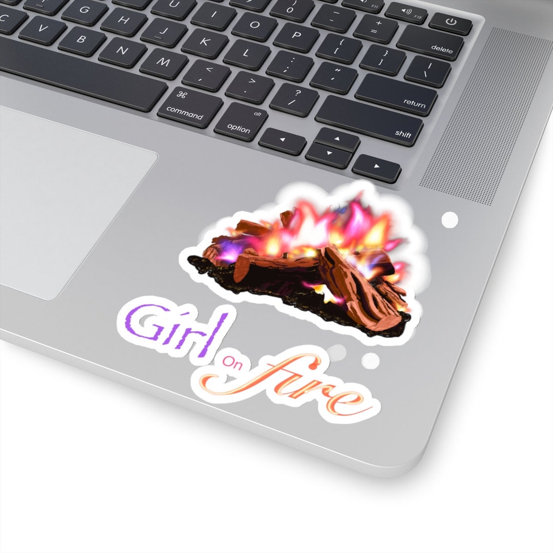 Kiss-cut Stickers, Girl on Fire, Camp Fire, White or Transparent ...