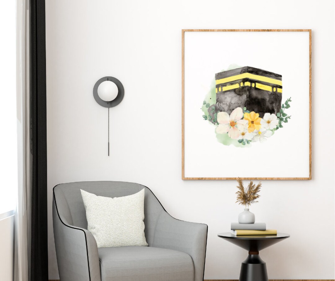 Kaaba Islamic Wall Art, Kaaba Flower Wall Decor, Living Room Wall Art ...