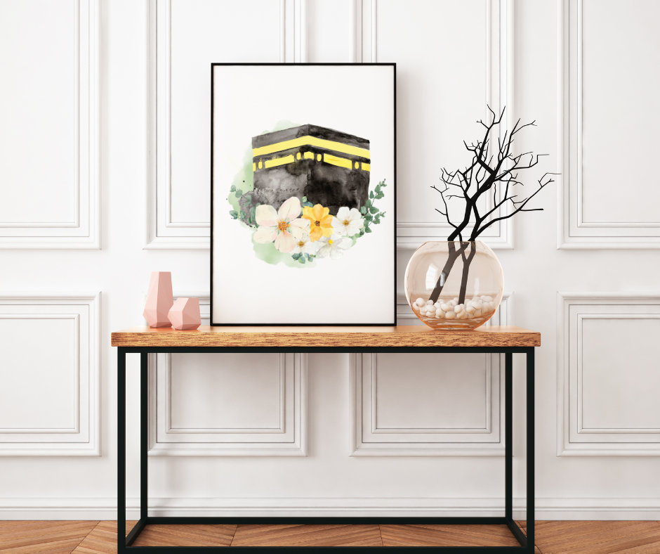Kaaba Islamic Wall Art, Kaaba Flower Wall Decor, Living Room Wall Art ...