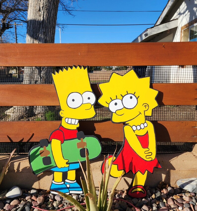 Handmade Bart and Lisa Simpson Wood Lawn Decorations - Etsy