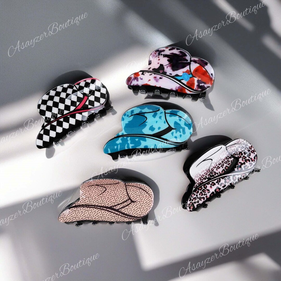 Cowboy Hat Hair Clips, Acetate Hair Clips, Acrylic Hair Clips, Women's ...