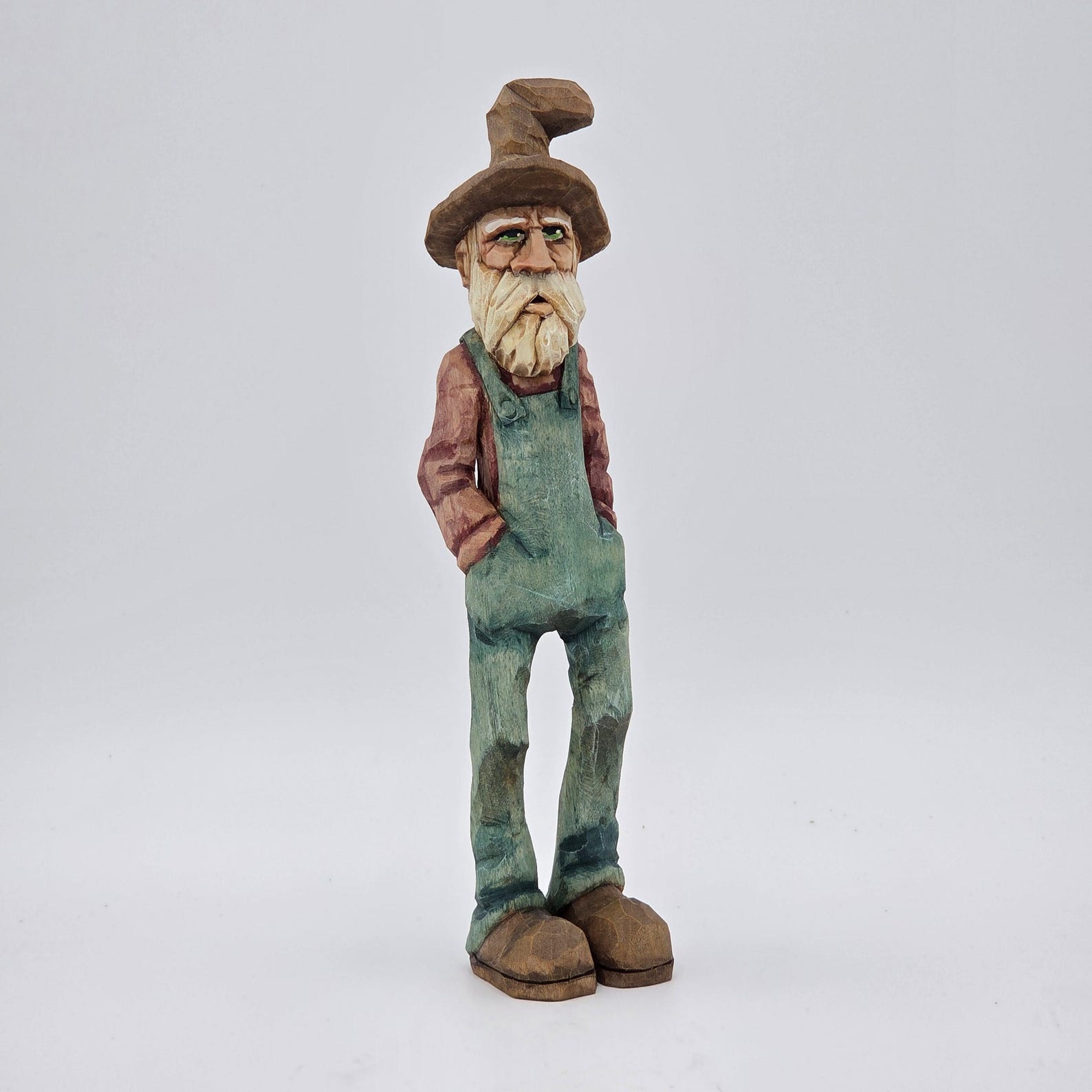 Hand Carved Hillbilly Caricature Style, Old Man, Bookshelf Decor, for ...
