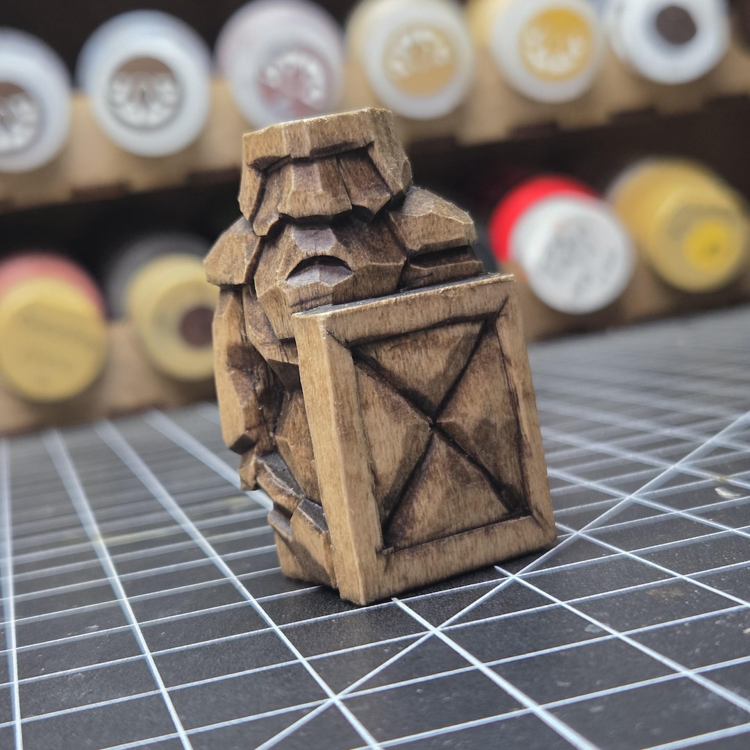 Hand Carved DND Mini's, Dwarven Shield Warrior. Scandinavian Style ...