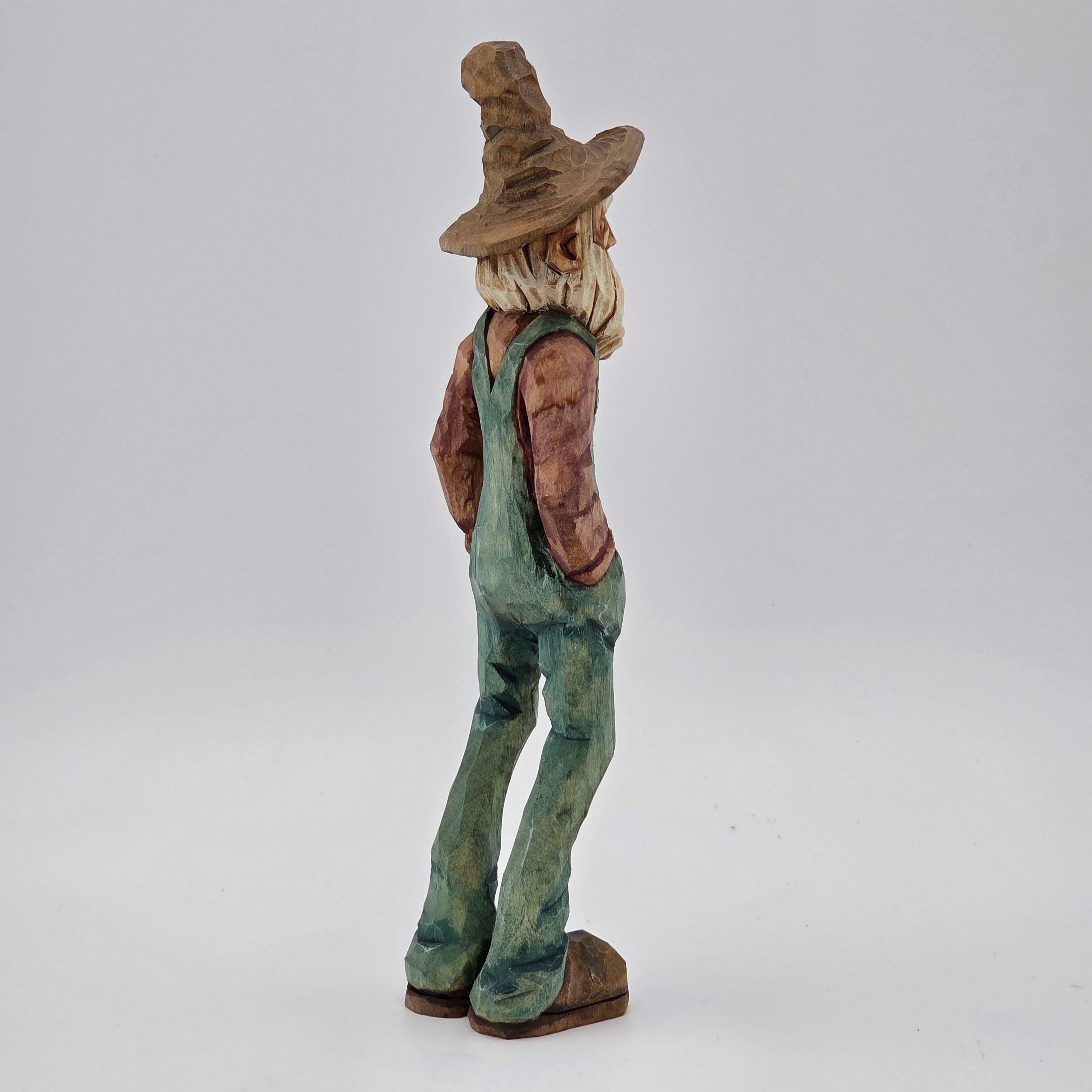 Hand Carved Hillbilly Caricature Style, Old Man, Bookshelf Decor, for ...