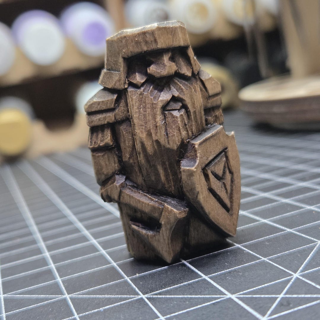 Hand Carved DND Mini's, Dwarven Shield Warrior. Scandinavian Style ...