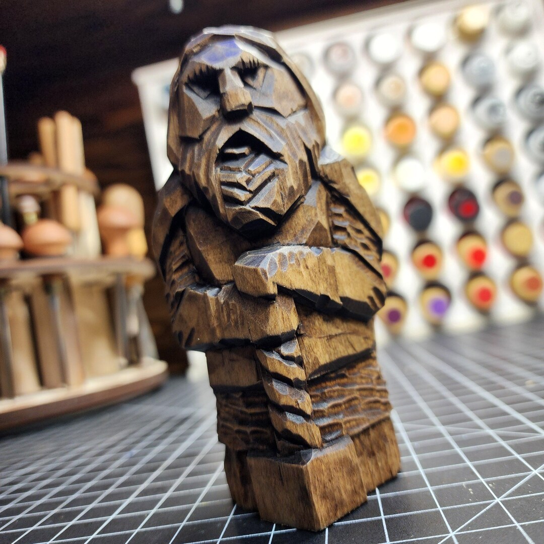 Hand Carved Viking Scandinavian Warrior Wielding Hammer Gift for Dad - Etsy