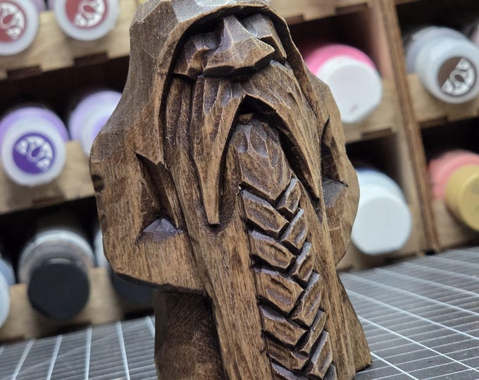 Hand Carved Dwarf Scandinavian Style, Gift for Dad, Dwarven Warrior ...