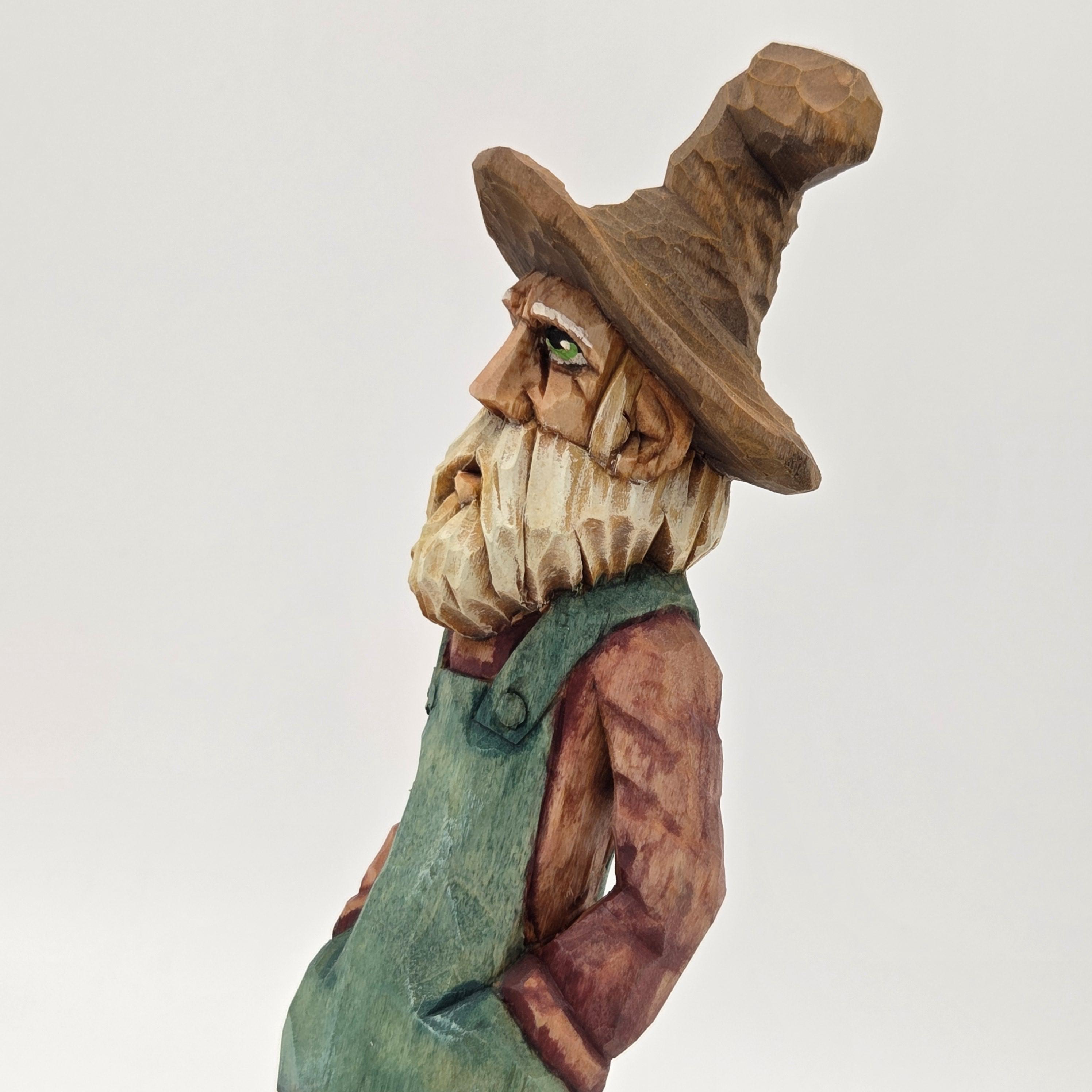 Hand Carved Hillbilly Caricature Style, Old Man, Bookshelf Decor, for ...