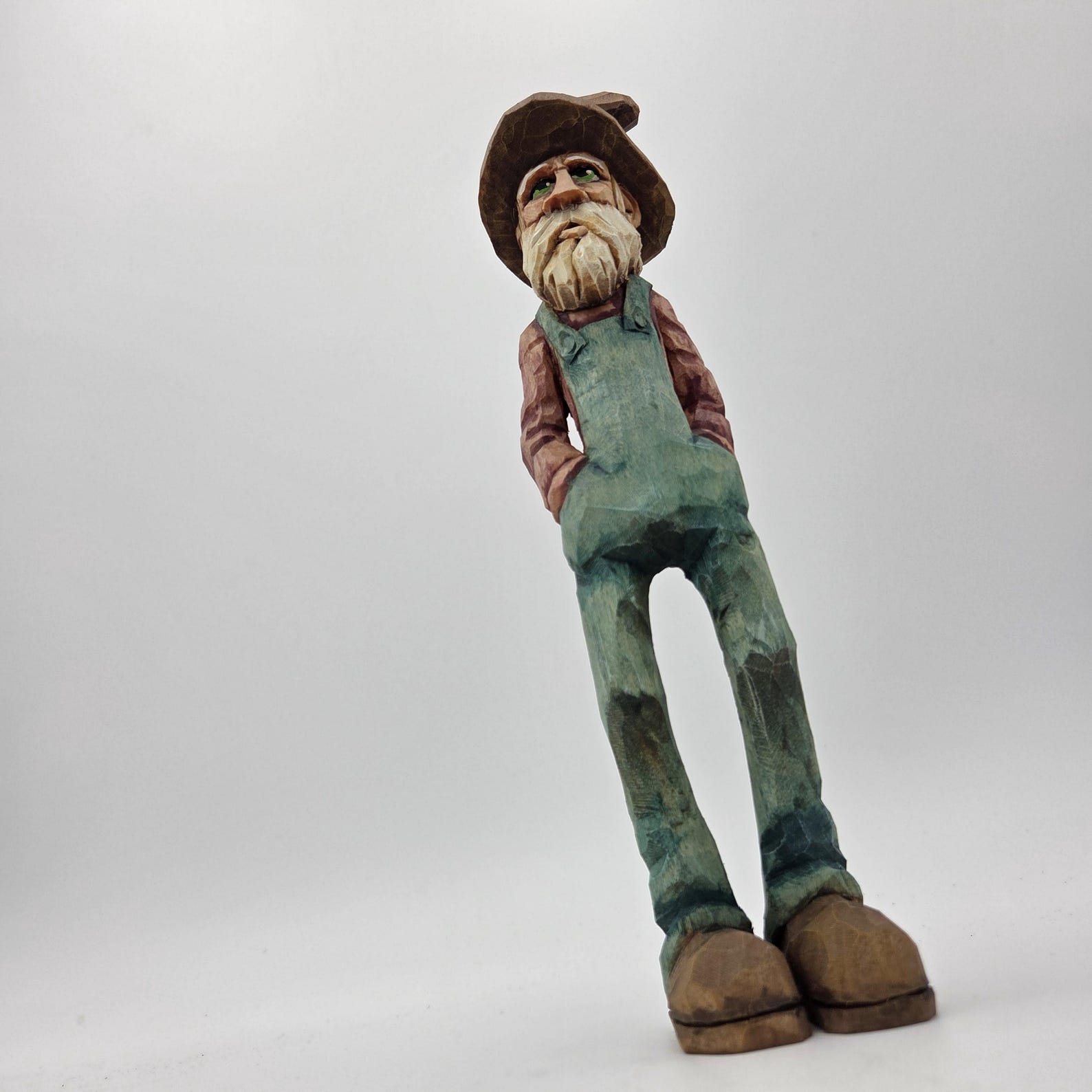 Hand Carved Hillbilly Caricature Style, Old Man, Bookshelf Decor, for ...